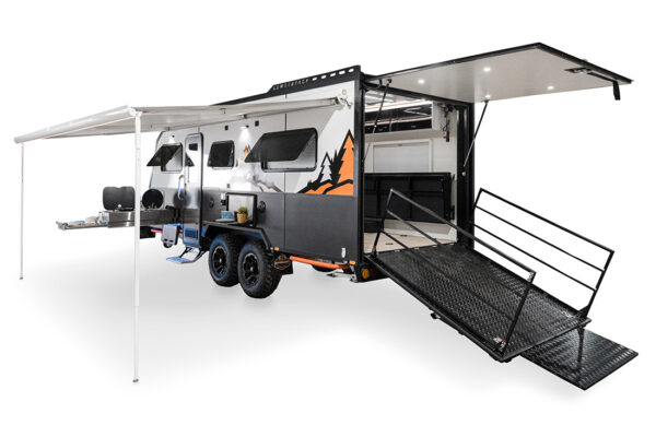 Macedon Caravan - 19ft Family Toy Hauler Hybrid Camper Trailers